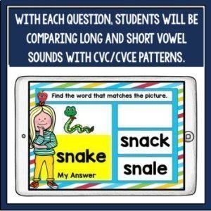 Comparing CVC And CVCe Words Boom Cards, Visual Discrimination, Vowel ...