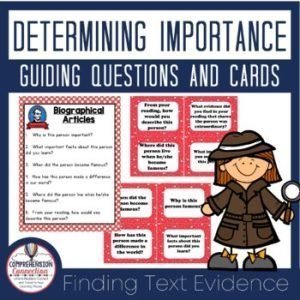 Determining Importance Question Task Cards And Anchor Charts ...