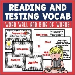 Testing Vocabulary Cards Word Wall For Reading | Comprehension Connection