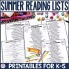 Summer Reading Lists For Grades K-5 | Comprehension Connection