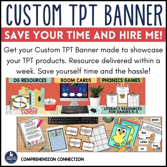 Custom TPT Banner For Teachers Pay Teachers Stores | Comprehension ...