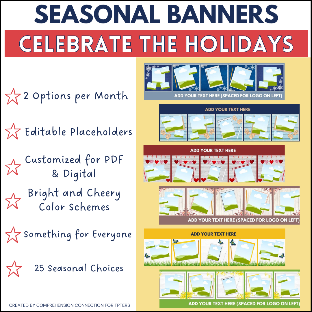 TPT Banner Templates For Canva Everyday And Seasonal Designs ...